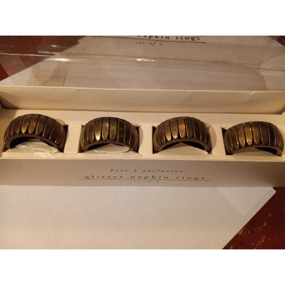 Pier 1 | Dining | Pier Exclusive Glitter Napkin Rings Set Of 4 Dark ...